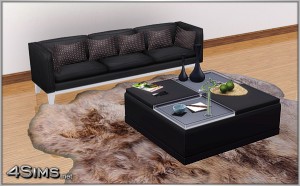 Ottoman coffee table with 2 decorative trays for Sims 3 - 4Sims
